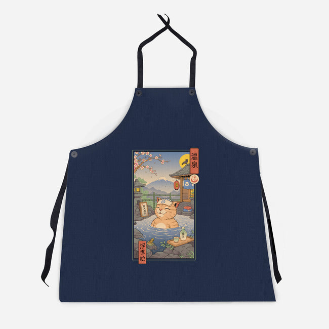 Onsen Cat Meowster-Unisex-Kitchen-Apron-vp021 by TeeFury