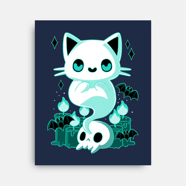 Ghost Cat None Stretched Canvas Xmorfina By Teefury