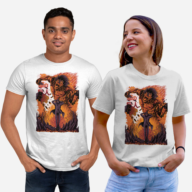 Eren X Attack Titan-unisex basic tee-alanside by TeeFury